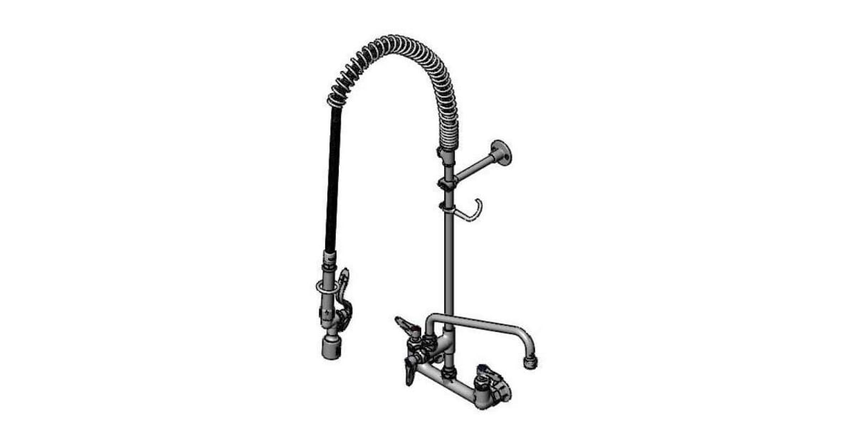 T and S Brass B-0133-12WCRBCT Pre-Rinse 8" Wall Mounted Food Service ...