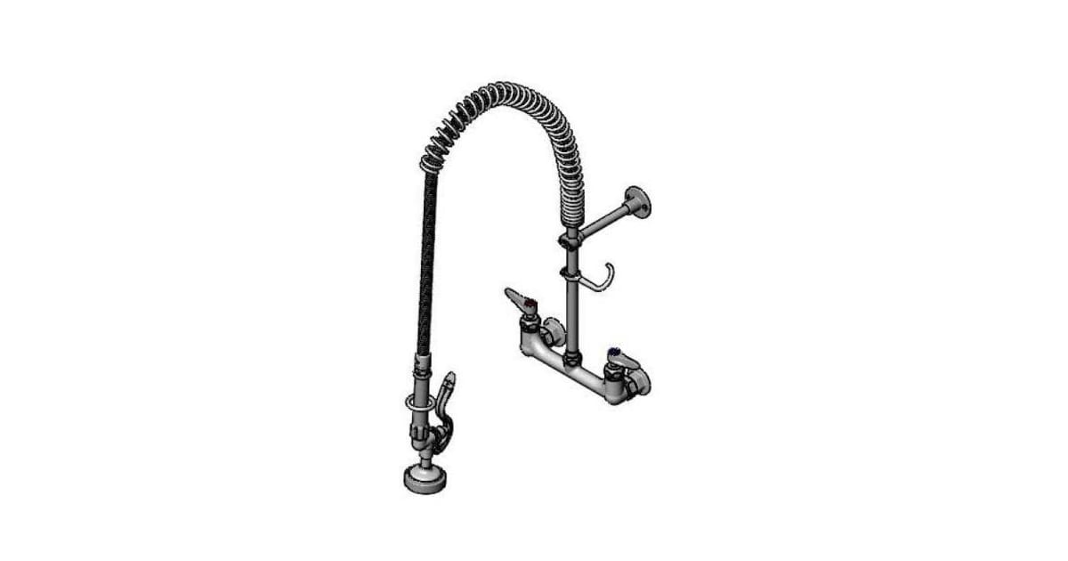 T and S Brass B-0133-CRB-145X Pre-Rinse 8" Wall Mounted Food Service ...