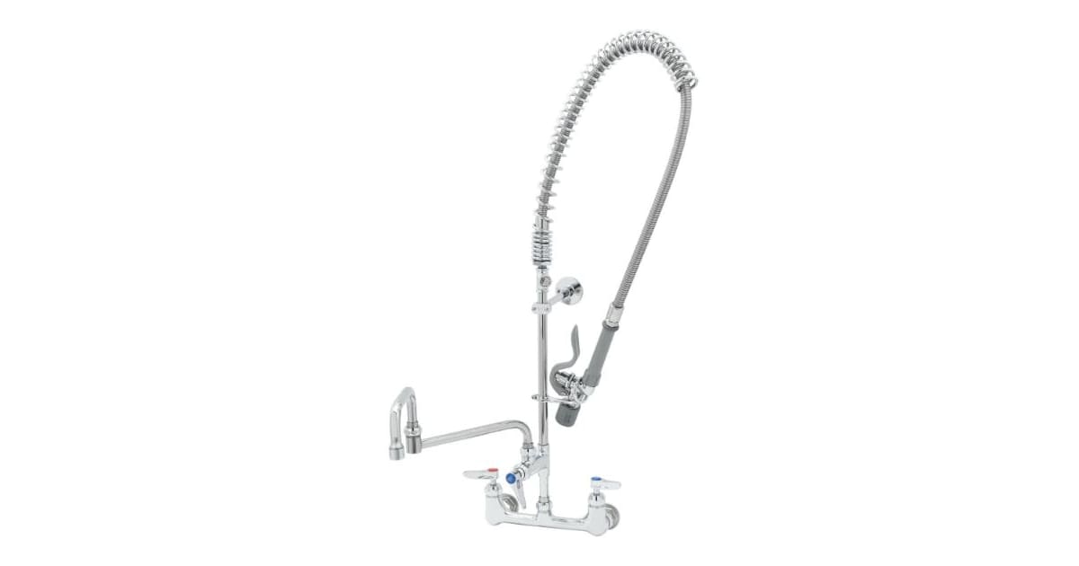 T and S Brass B-0152-CR-C-TEE Pre-Rinse 8" Wall Mounted Food Service ...