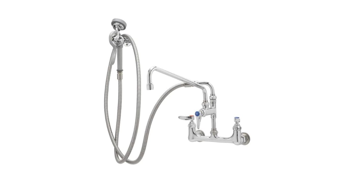 T and S Brass B-0175-06 Pre-Rinse: 8" Wall Mount Base, Add-On Fct with ...