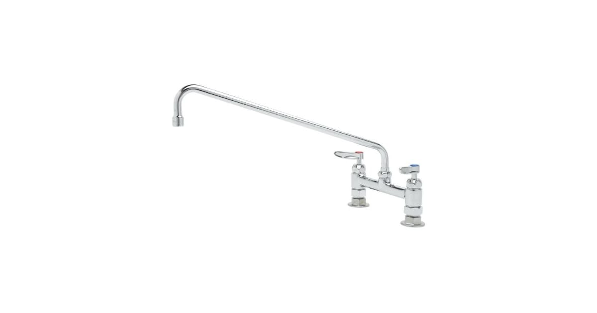 T and S Brass B-0220-CR Double Handle 8" Deck Mounted Food Service ...