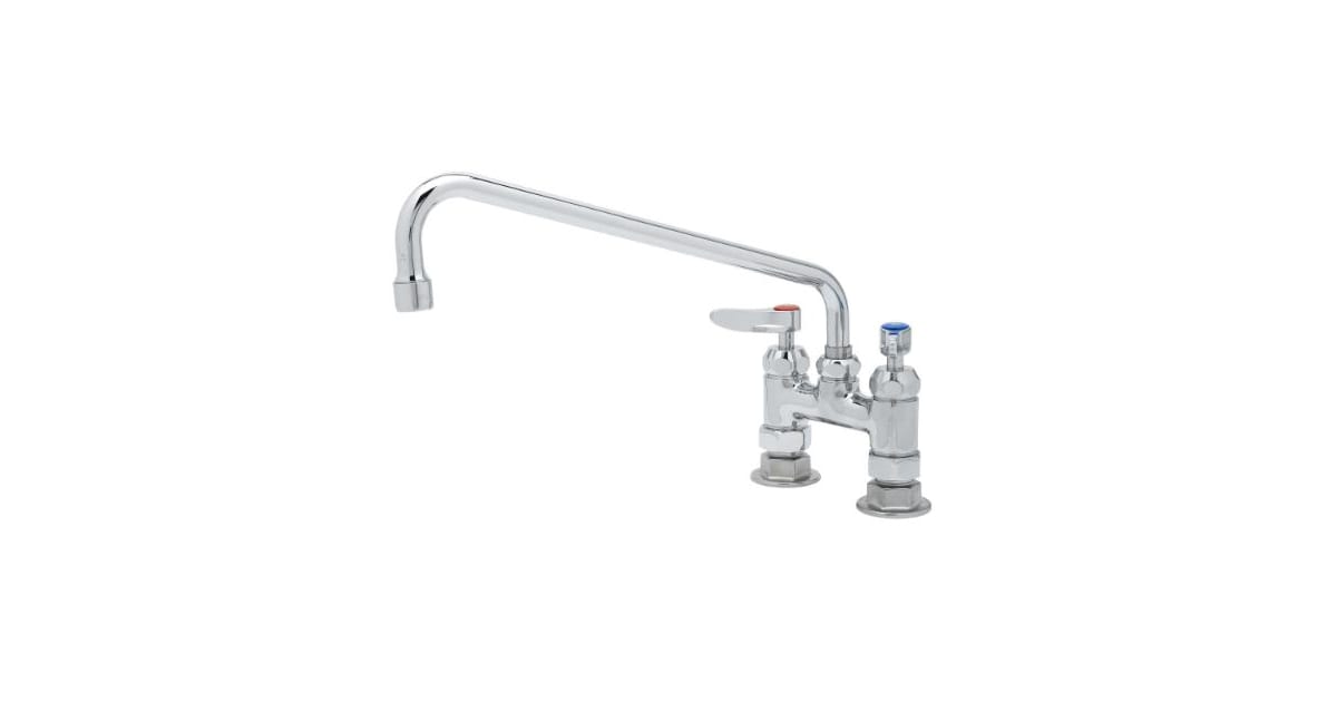 T and S Brass B-0225-CR Double Pantry Faucet, Deck Mount, 4" Centers ...