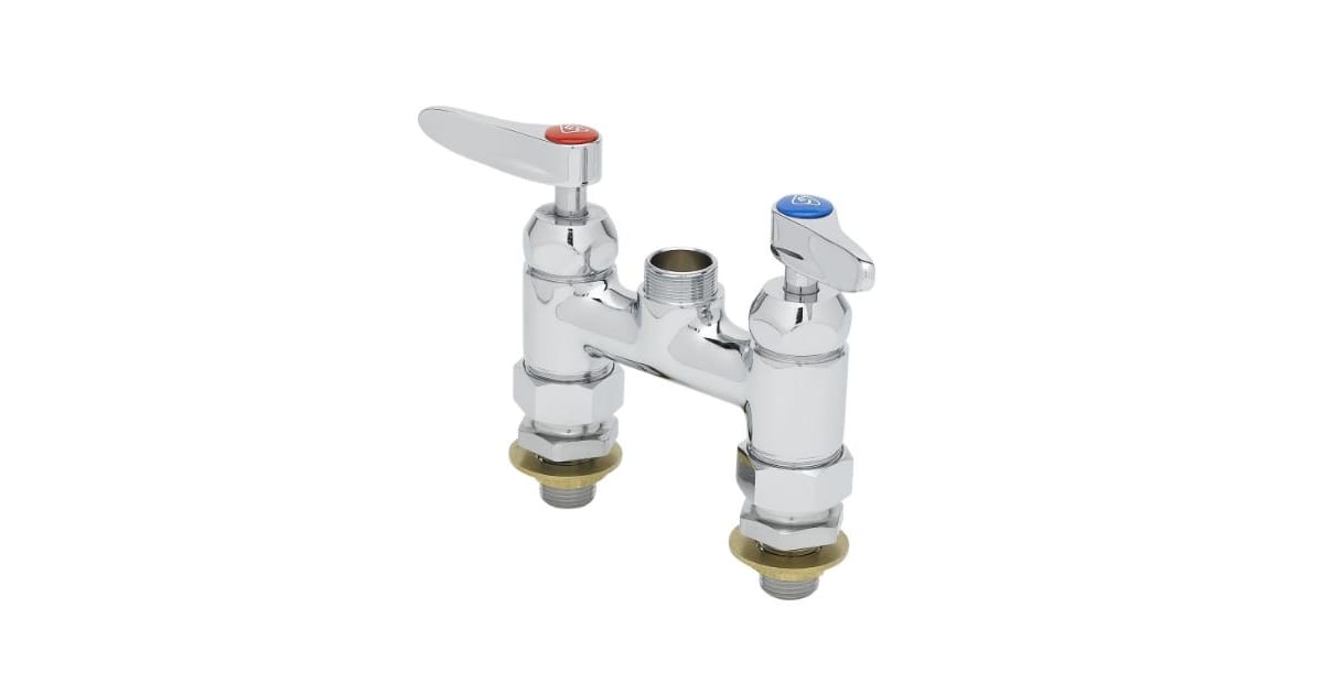 T and S Brass B-0225-LN-CC-CR Double Handle 4" Deck Mounted Food ...