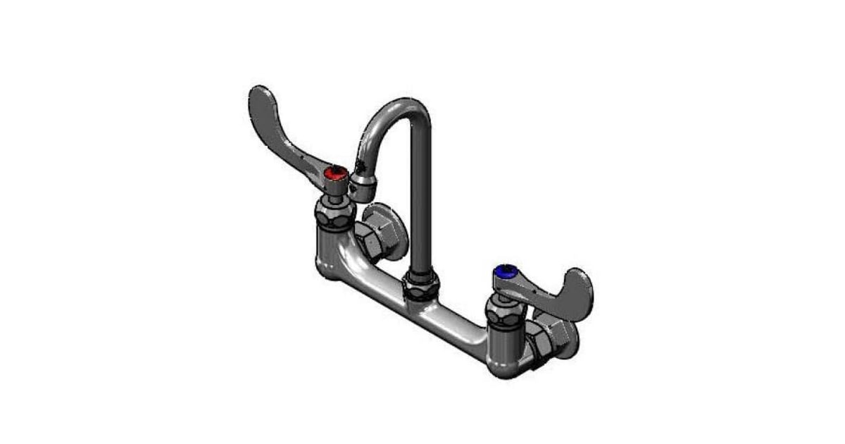 T and S Brass B-0230-132XA-CR Double Handle 8" Wall Mounted Food ...