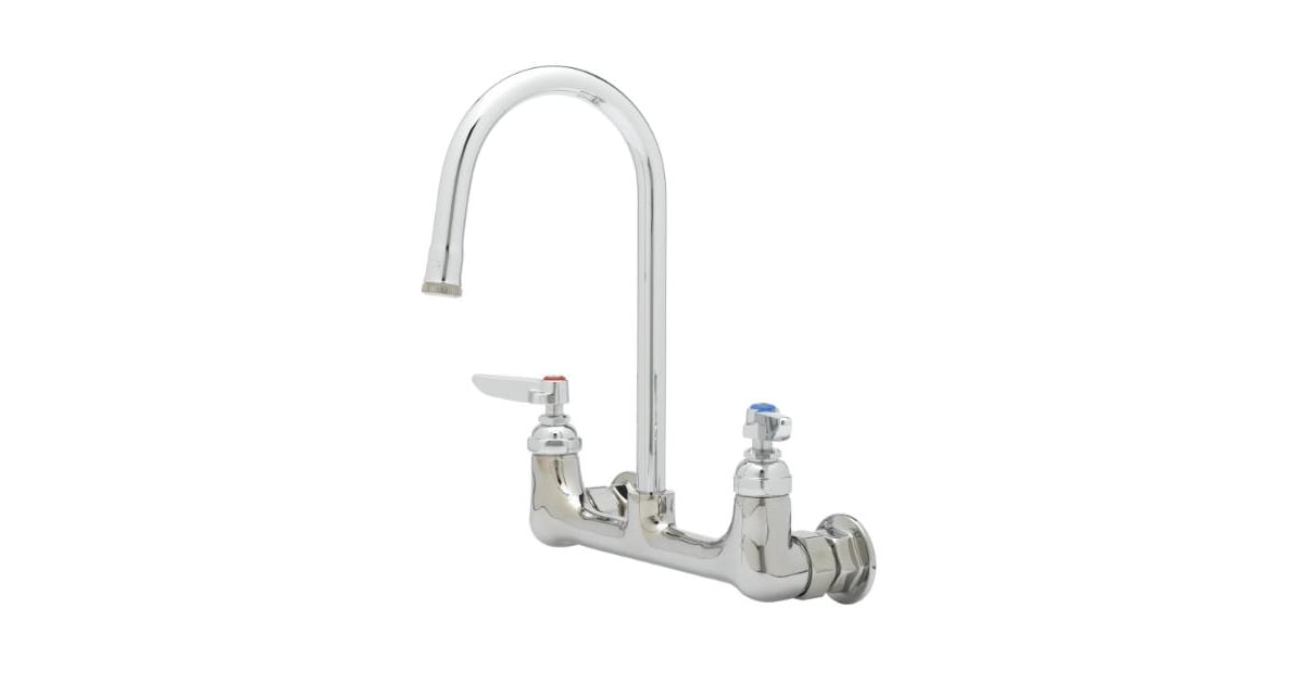 T and S Brass B-0330CR-PRISON Double Handle 8" Wall Mounted Food ...