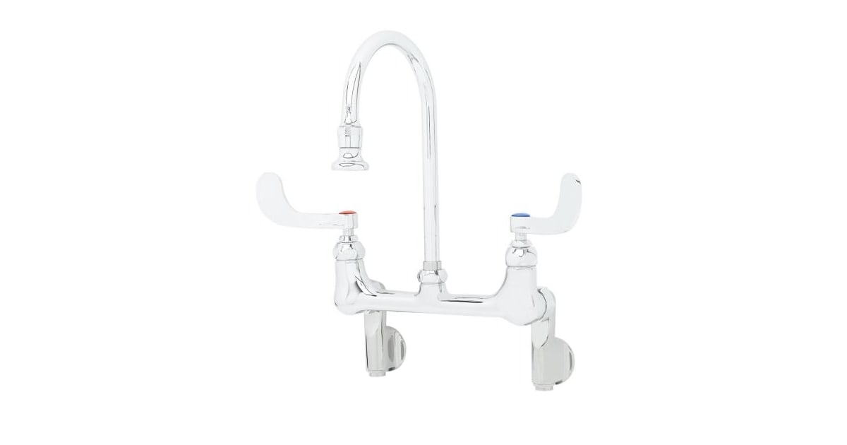 T and S Brass B-0355-04 Double Handle Wall Mounted Food Service Faucet ...