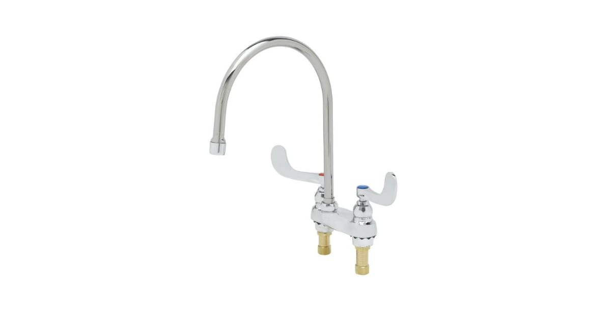 T and S Brass B-0892-135X 4" Centerset Faucet, Swivel Gooseneck with 2. ...