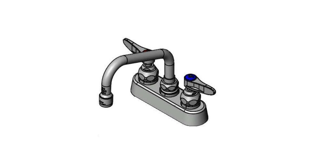 T and S Brass B-1110-XS-F12 Double Handle 4" Deck Mounted Food Service ...
