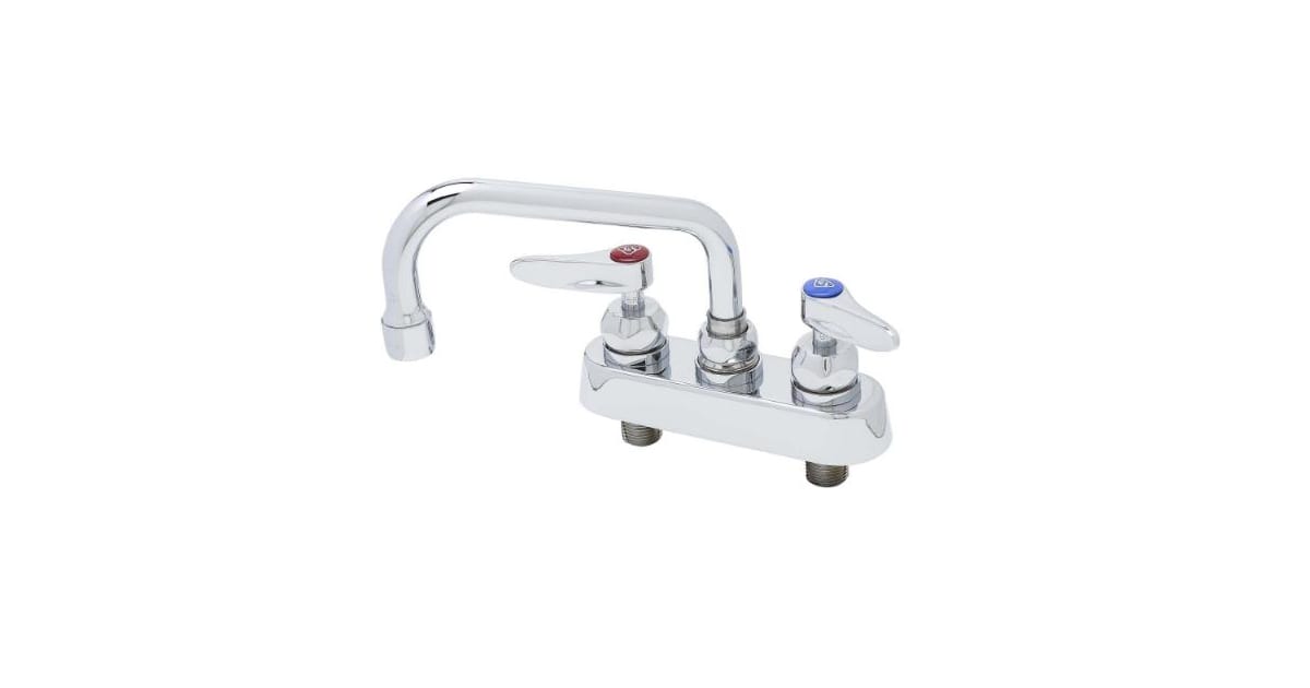 T and S Brass B-1111-CR Double Handle 4" Deck Mounted Food Service ...