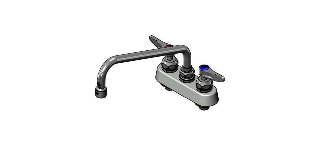 T and S Brass B-1112-CR Double Handle 4" Deck Mounted Food Service ...