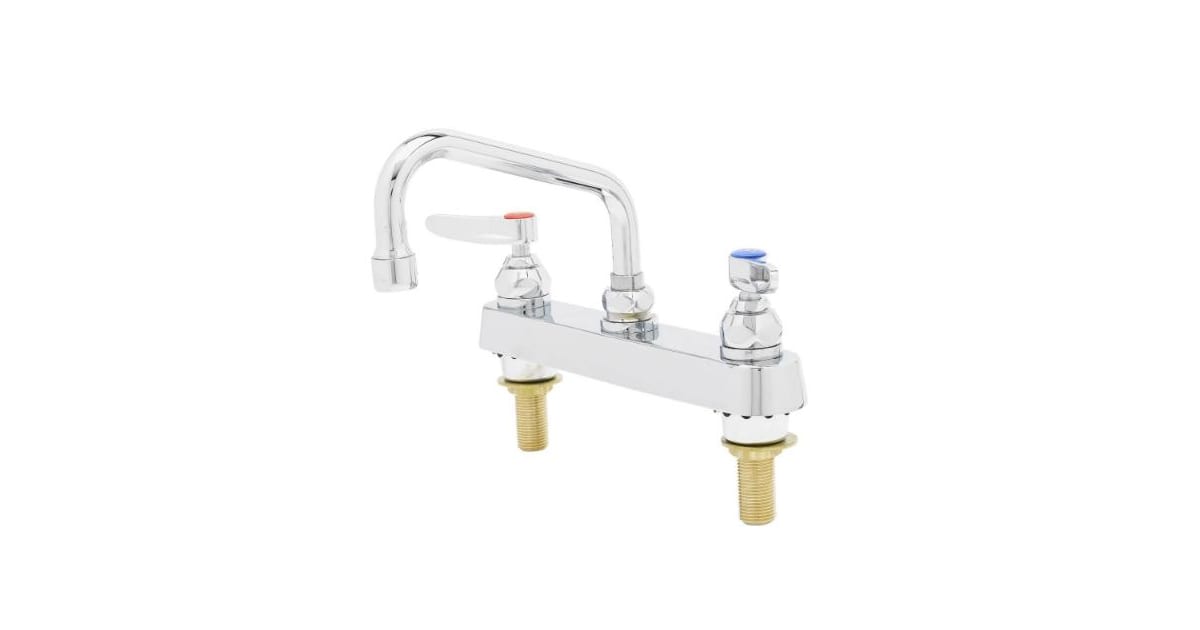 T and S Brass B-1120-XS-F12 Double Handle 8" Deck Mounted Food Service ...