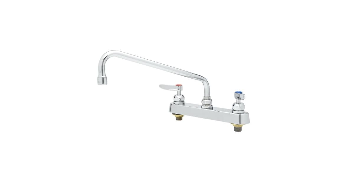 T and S Brass B-1123-CR Double Handle 8" Deck Mounted Food Service ...
