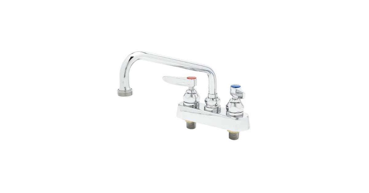 T and S Brass B-2491 Workboard Faucet, Deck Mount, 4" Centers, 8" Swing ...