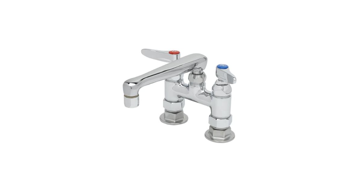 T and S Brass B-2501 Double Handle 4" Deck Mounted Food Service Faucet ...