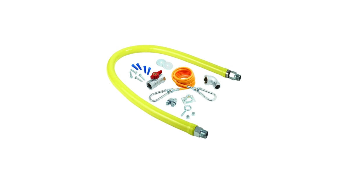T and S Brass HG-2D-48K Gas Appliance Connector with Coated Gas Hose, 3 ...