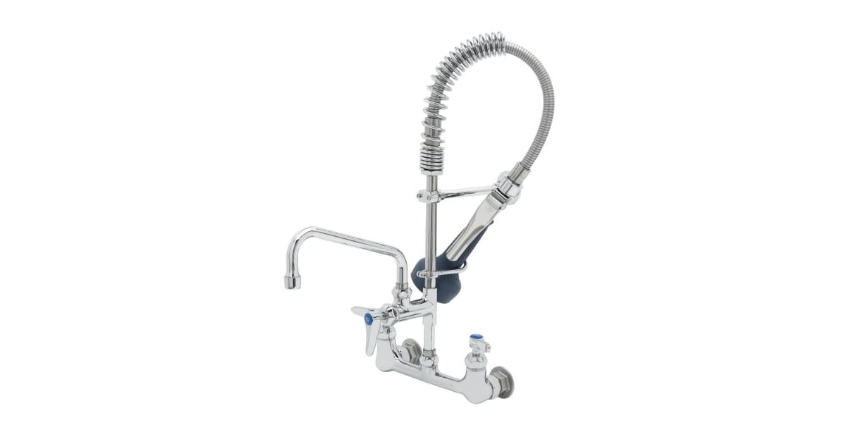T and S Brass MPR-8WLN-08-CRS Pre-Rinse 8" Wall Mounted Food Service ...