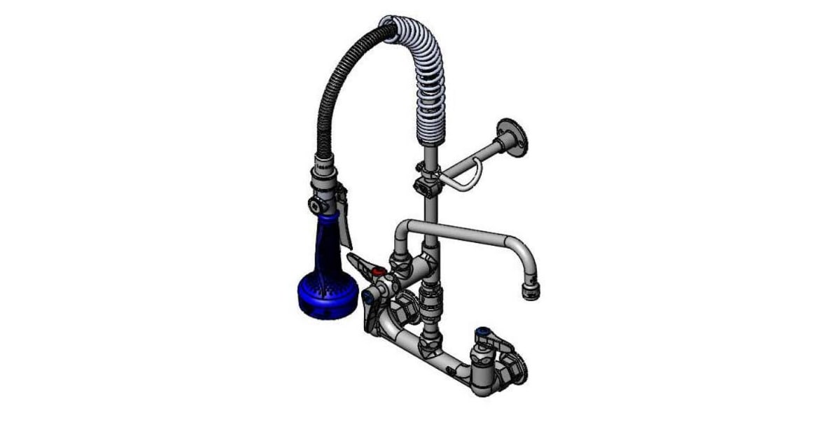 T and S Brass MPR-8WLV-10-CRS Pre-Rinse 8" Wall Mounted Food Service ...
