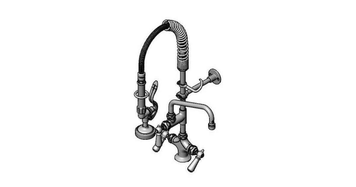 T and S Brass MPZ-2DCN-08 Pre-Rinse Deck Mounted Food Service Faucet ...