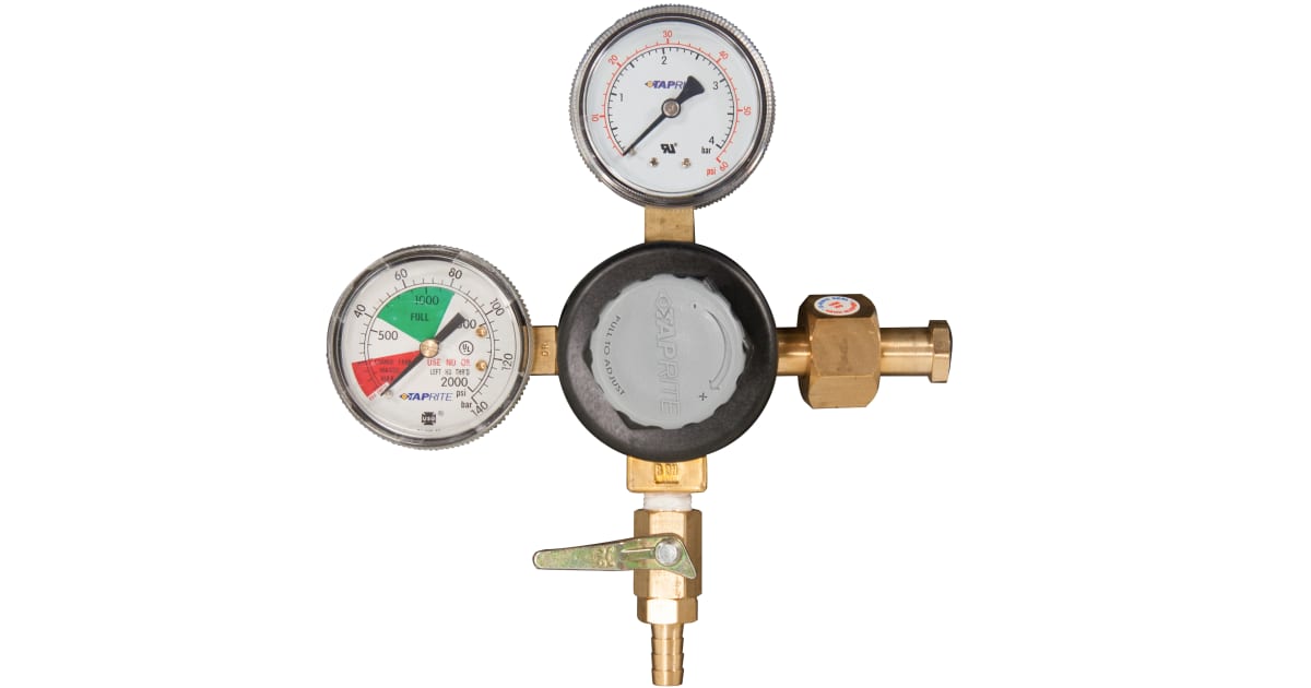 TapRite T742 Primary Double Gauge CO2 Beer Regulator with Check Valve ...