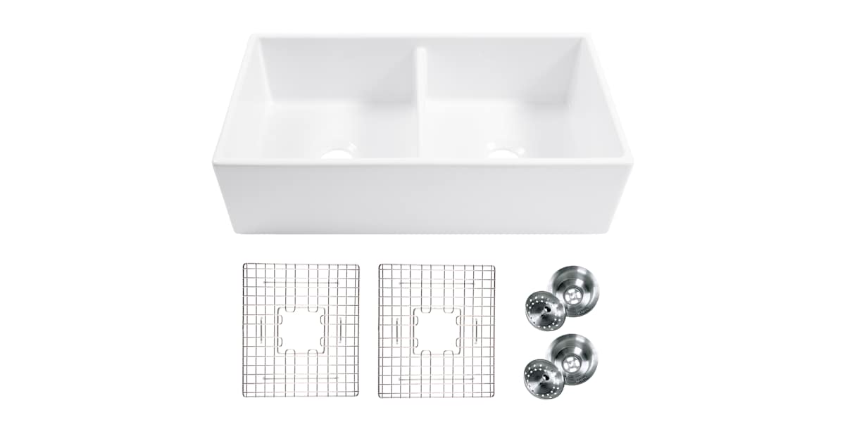 Thompson Traders KDA-497FC 36" Farmhouse Double Basin Fireclay Kitchen ...