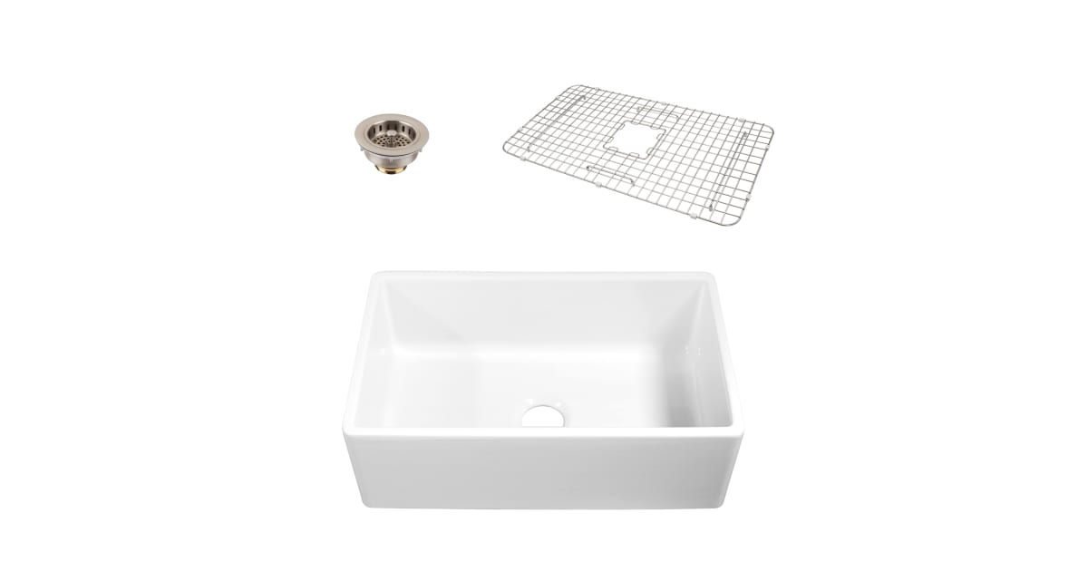 Thompson Traders KSA-493FC Fireclay 33" Farmhouse Single Basin Fireclay ...