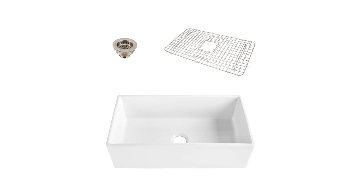 Thompson Traders KSA-495FC Fireclay 36" Farmhouse Single Basin Fireclay ...