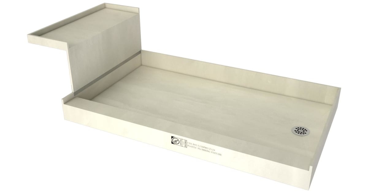 Tile Redi P3248RRB32KIT Base'N Bench 60" x 32" Rectangular Shower Base ...
