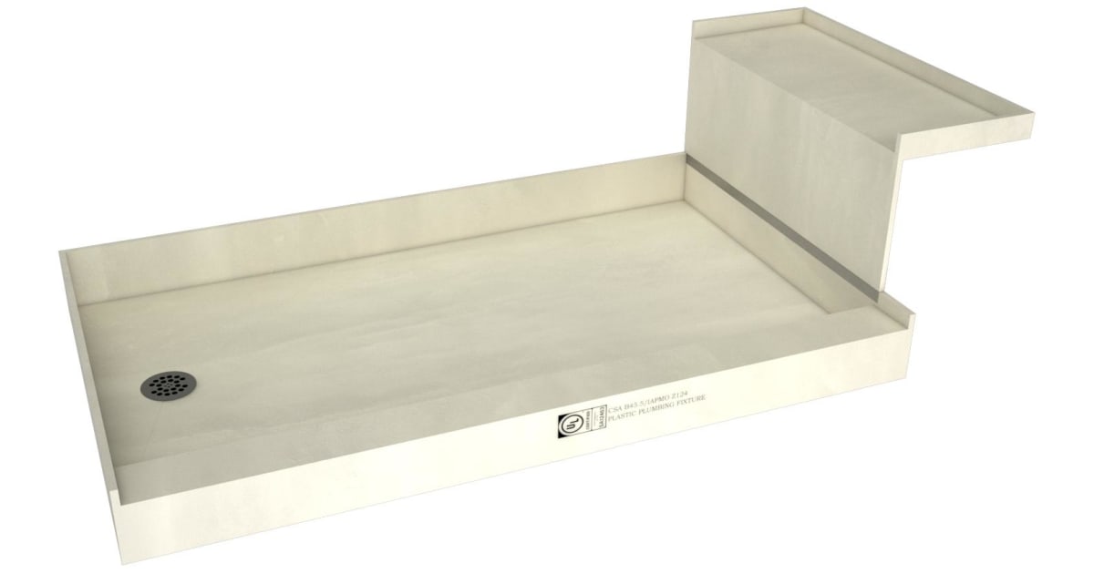 Tile Redi P4248LRB42KITBN Base'N Bench 60" x 42" Rectangular Shower ...
