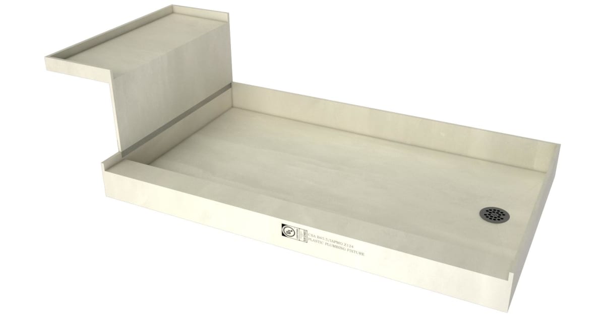 Tile Redi P4248RRB42KITBN Base'N Bench 60" x 42" Rectangular Shower ...