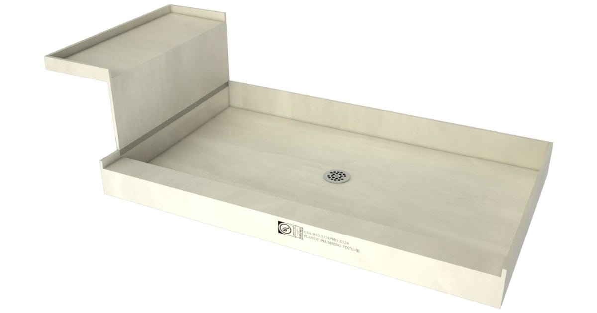 Tile Redi P4848CRB48KIT Base'N Bench 60" x 48" Rectangular Shower Base ...