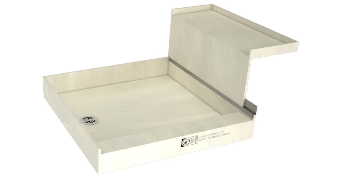 Tile Redi P4848LRB48KIT Base'N Bench 60" x 48" Rectangular Shower Base ...