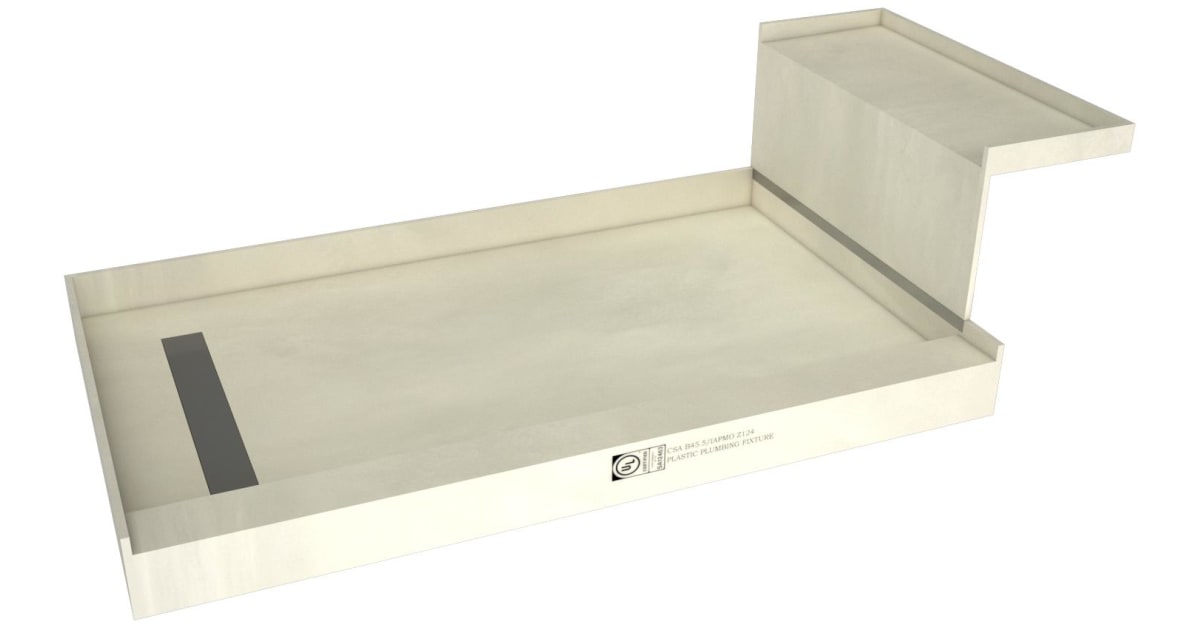 Tile Redi RT3248LSBNRB32KIT Base'N Bench 60" x 32" Rectangular Shower ...