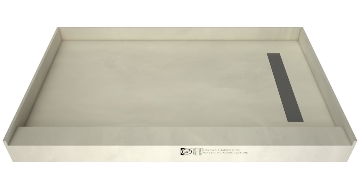 Tile Redi RT3754RPVCSBN Redi Trench 54" x 37" Rectangular Shower Base ...