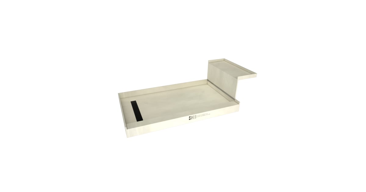 Tile Redi RT4248L-MB-RB42-KIT Base'N Bench 60" x 42" Rectangular Shower ...