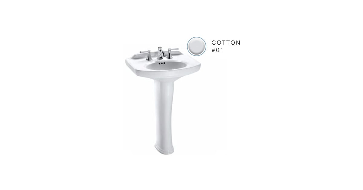 TOTO LPT642#01 Dartmouth 24-1/4" Pedestal Bathroom Sink with Single ...