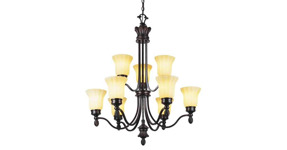 Trans Globe Lighting 2559 WB Nine Light Up Lighting Two Tier Chandelier ...