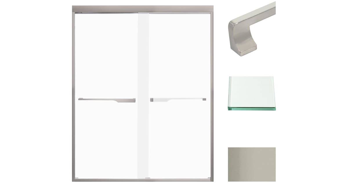 Transolid FBPT607608F-J-BN 76" High x 59" Wide Bypass Frameless Shower ...