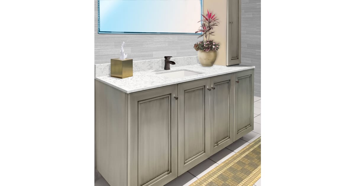 Transolid VT54.5x22-1KU-LYR-1 Silestone 55" Quartz Vanity Top with ...