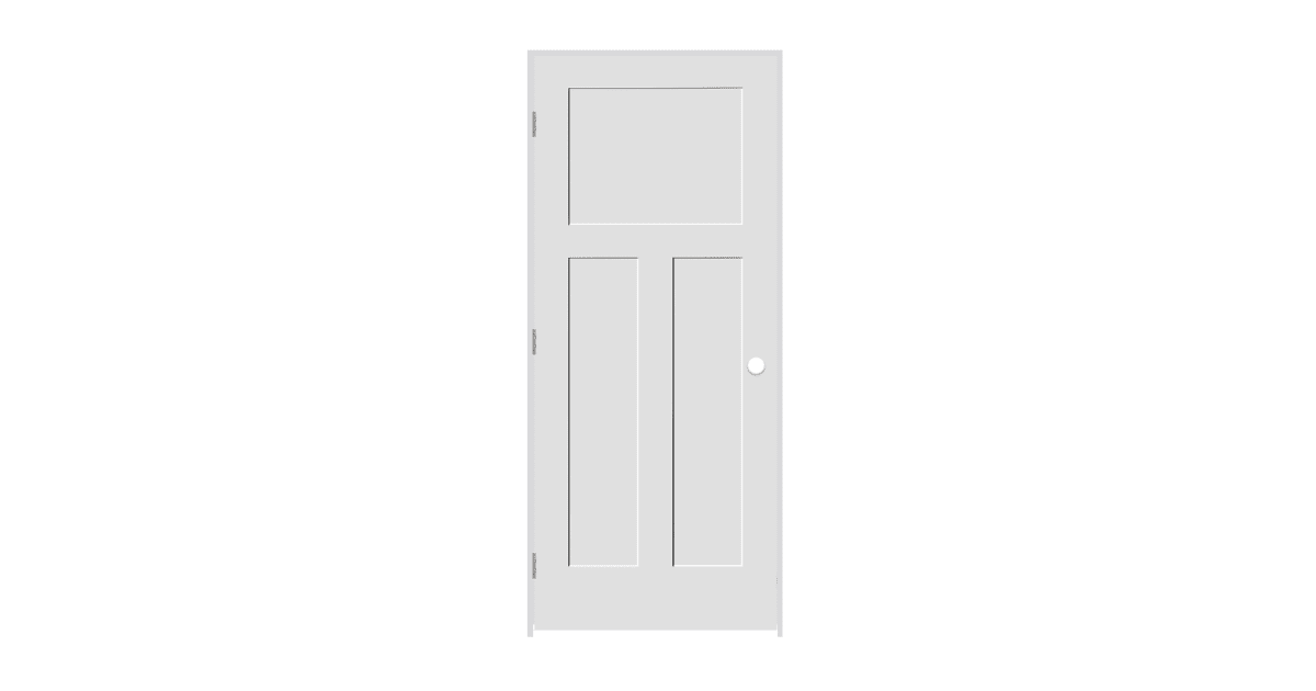Trimlite 1168138pri8403RH15714 22" x 80" 3 Panel Shaker Primed Prehung ...