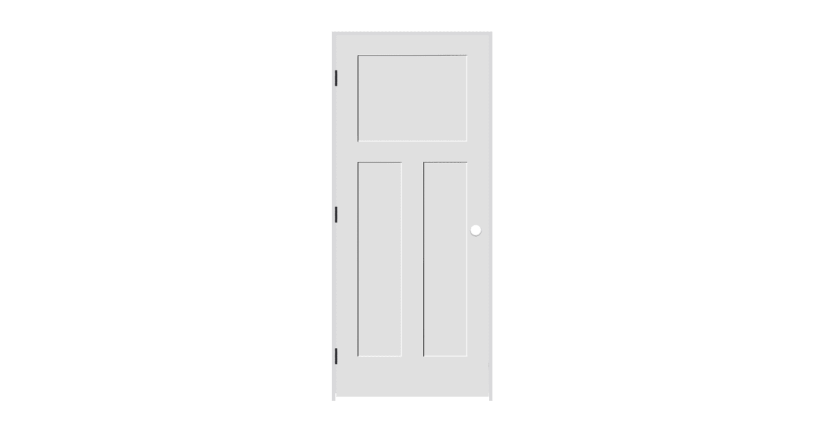 Trimlite 1868138pri8403RH1D714 20" x 80" 3 Panel Shaker Primed Prehung ...
