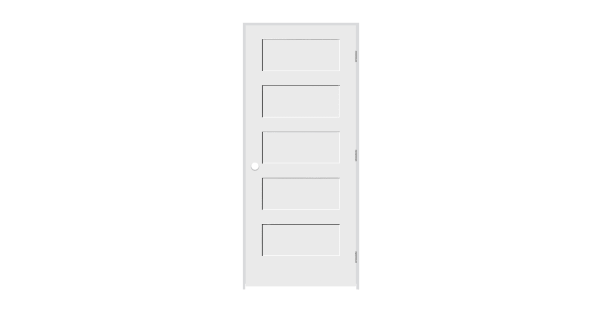 Trimlite 1868138pri8405LH15714 20" x 80" 5 Panel Shaker Primed Prehung ...