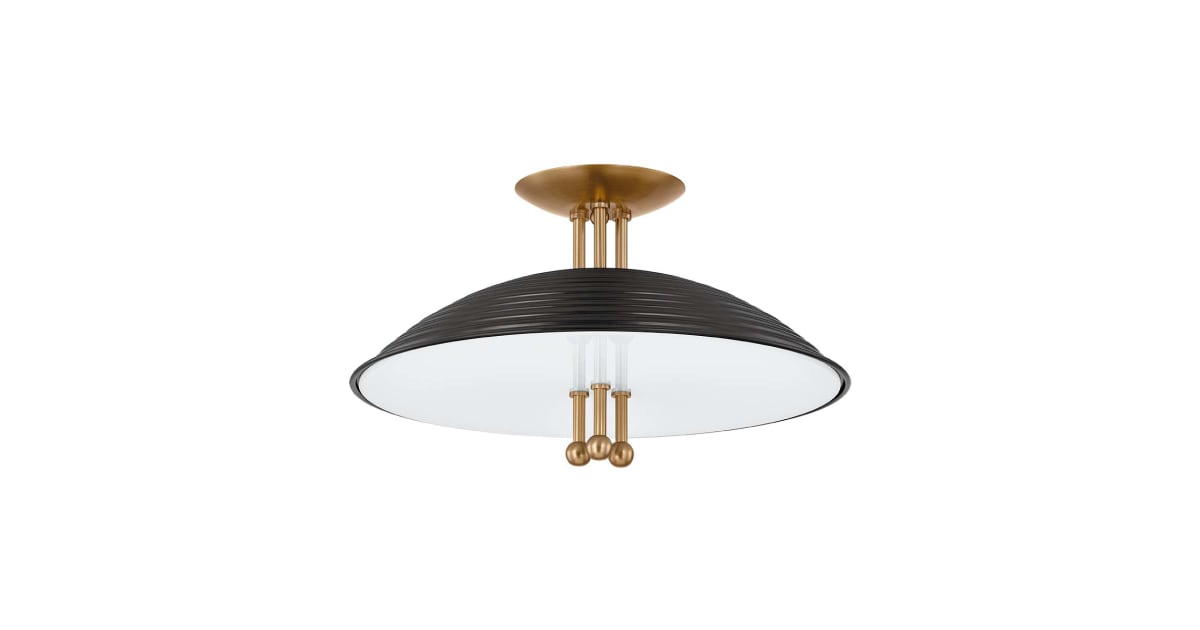 Troy Lighting C4416-PBR/SBK Larkin 3 Light 16" Wide Semi-Flush Ceiling ...