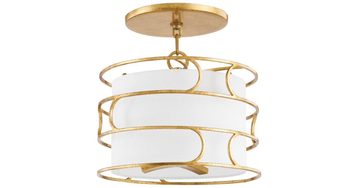 Troy Lighting C8114-VGL Reedley 3 Light 14" Wide Semi-Flush Drum ...