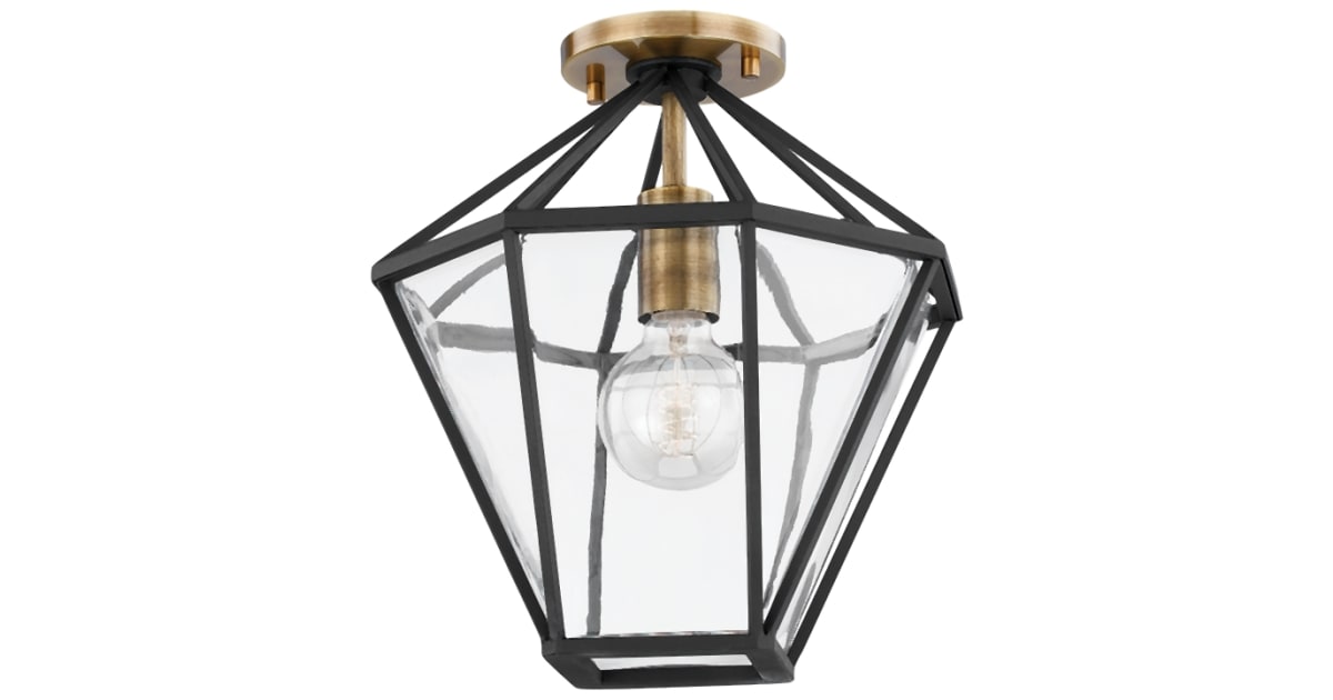 Troy Lighting C8211-PBR/TBK Moss 12" Wide Semi-Flush Lantern Ceiling ...