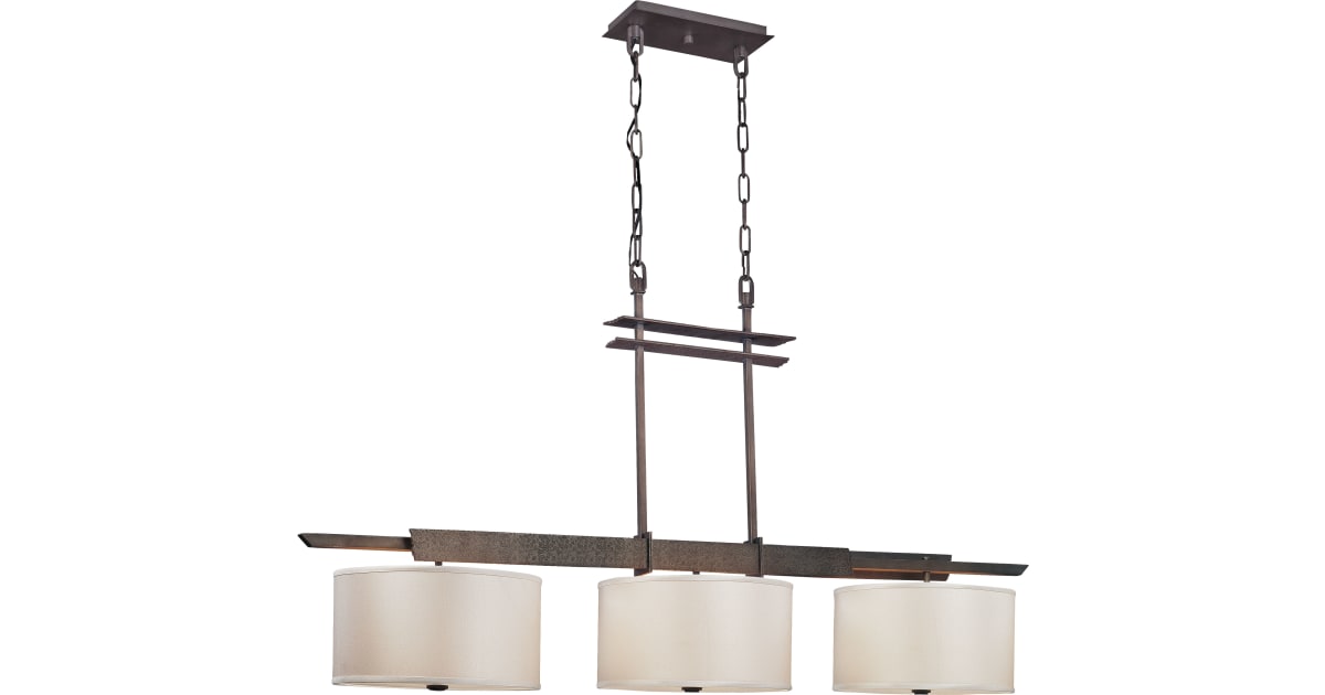 Troy Lighting F2619 Sapporo 3 Light Hand-Worked Wrought Iron Island ...