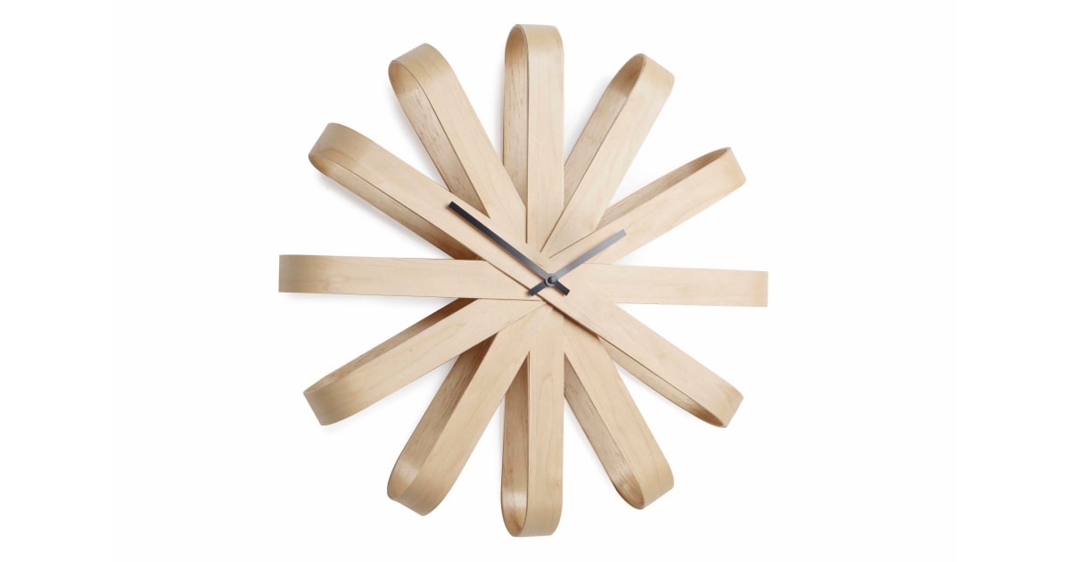 Umbra 118071-390 20 Inch Diameter Ribbonwood Wood Analog Accent Clock ...