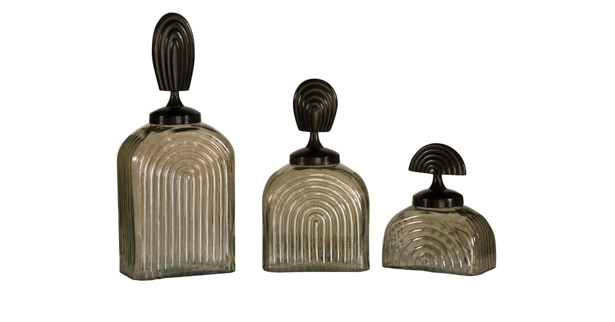 Uttermost 20365 Opaline Canisters with Hand Forged Metal Lids Set of 3 ...