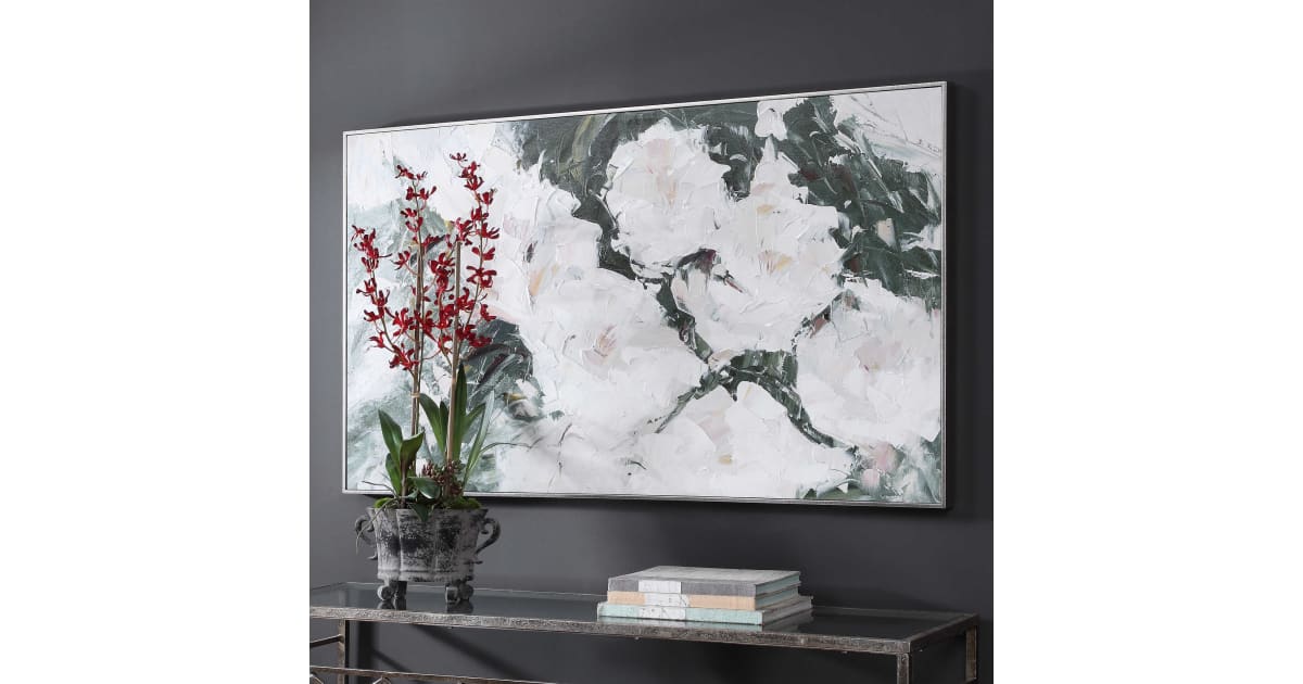 Uttermost 31419 Sweetbay Magnolias 33" x 57" Framed Hand Painted Floral ...