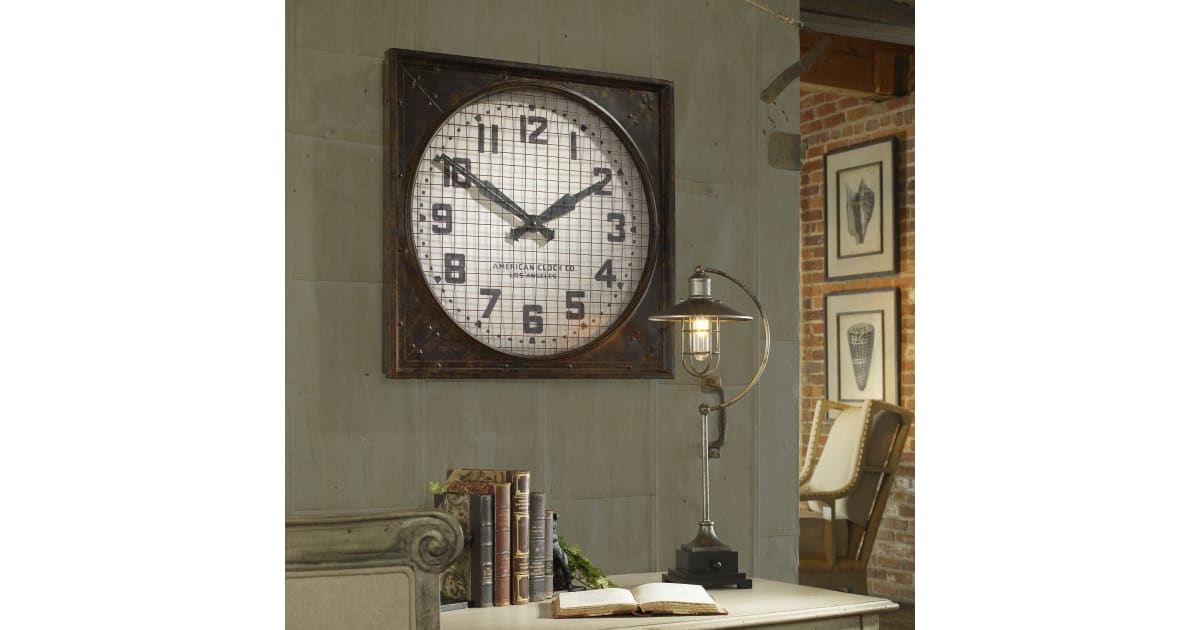 Uttermost 06083 Warehouse Rustic Vintage 26" Square Distressed Metal ...