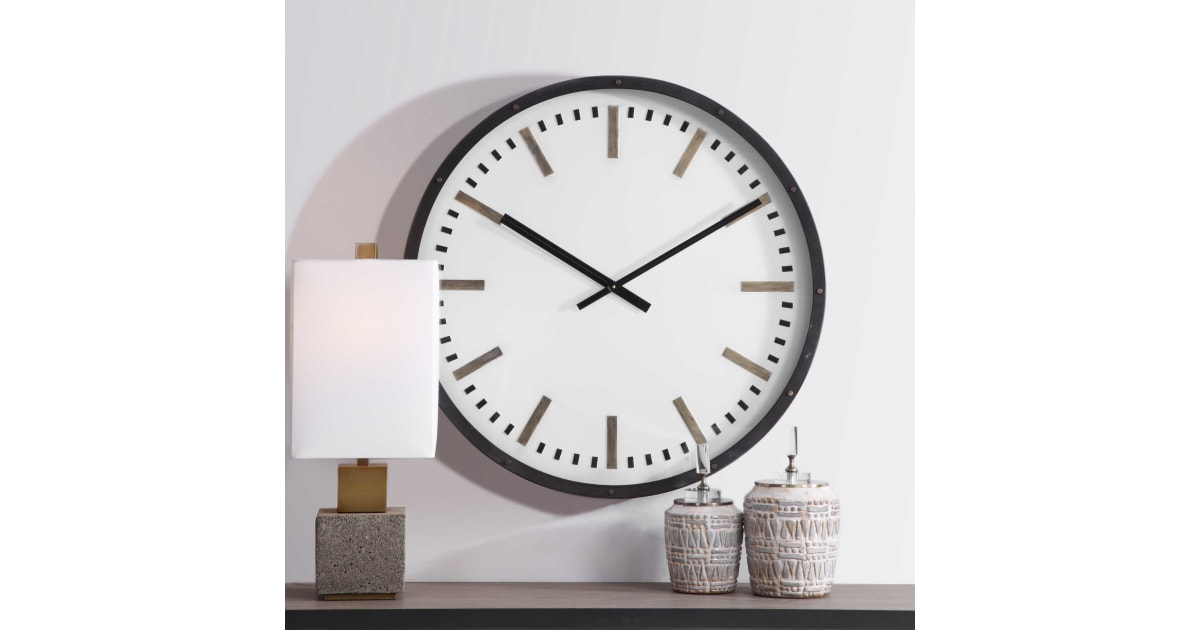 Uttermost 06103 Fleming 32" Iron Framed Analog Wall Mount Clock ...